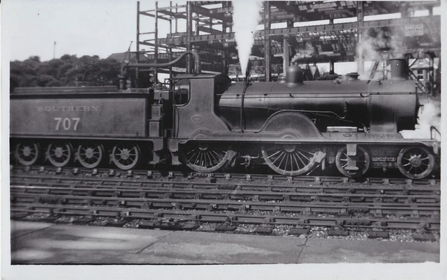 EX-LSWR DRUMMOND CLASS T9 4-4-0 No.707 BLOWING OFF AT BOURNEMOUTH. £1. ...
