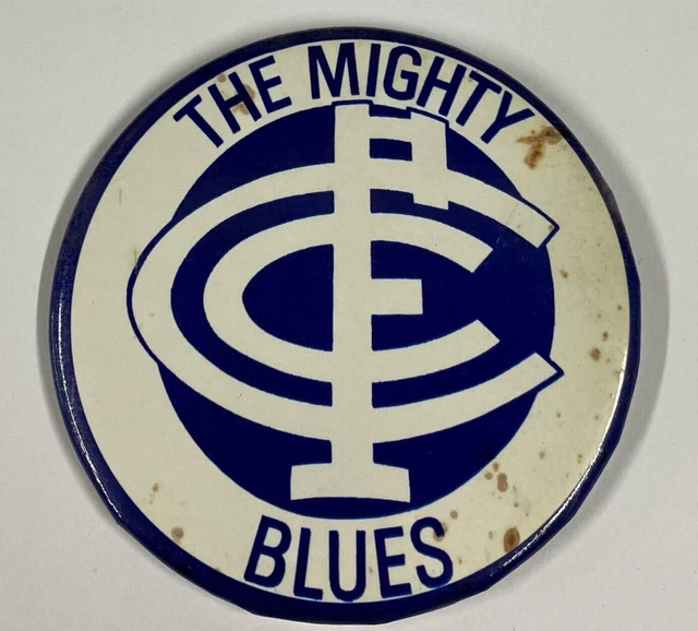 VFL/AFL VINTAGE CARLTON The Mighty Blues Collectable Tin Badge / Pin ...
