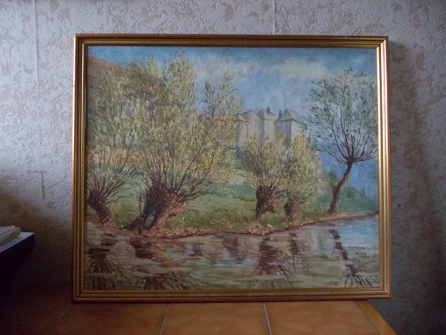 GRAND TABLEAU HUILE sur toile encadrée ,signée, datée , située au dos EUR 35,00 - PicClick FR