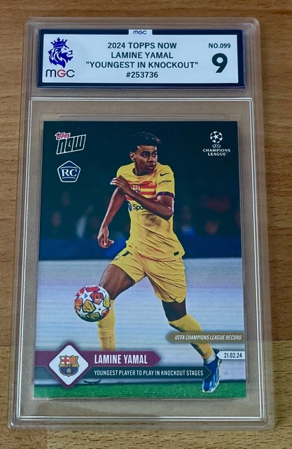 TOPPS NOW LAMINE Yamal Barcelona Card Number 99 RC Rookie Graded 9 Mint ...
