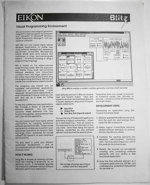 1989 EIKON BLITZ Brochure - Visual Programming Environment for Windows ...