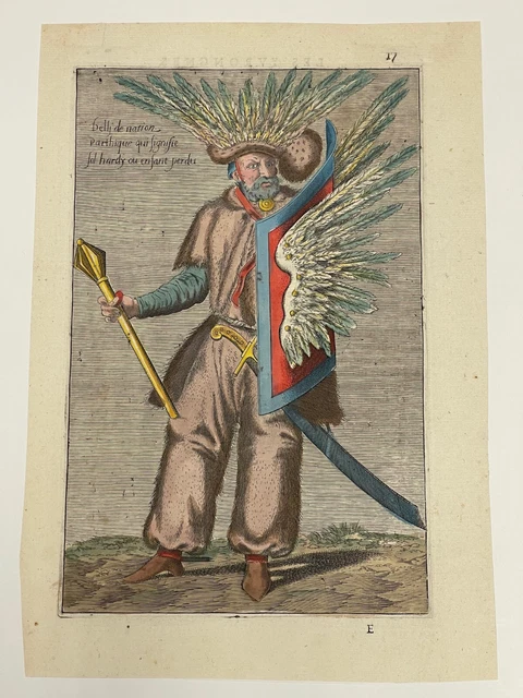 GRAVURE ORIGINALE GUERRIER parthe estampe perse Nicolas de Nicolay ...