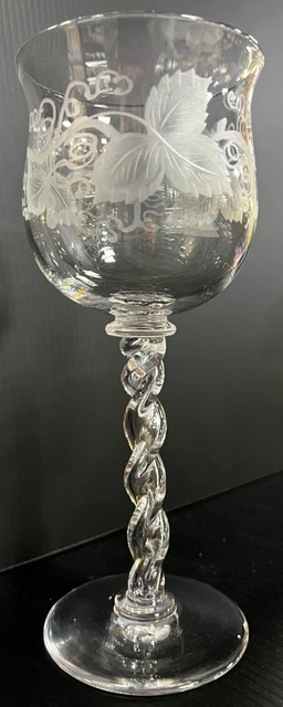 WEBB CORBETT CRYSTAL Twist Stem Grape Vine And Leaf Wine Glass / Goblet ...