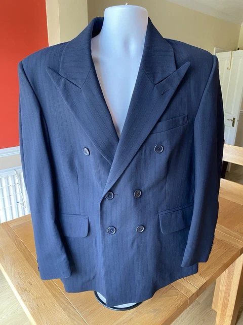 MEN BESPOKE VINTAGE Navy Blue Two Piece Suit. Double Breasted maybe ...