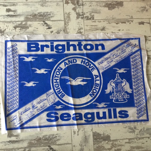 RARE DRAPEAU COUPE FA Brighton & Hove Albion 1983 homme Utd Wembley ...