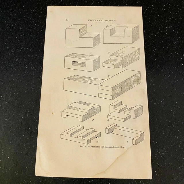 MECHANICAL DRAWING PROBLEMS for Freehand Sketching Vintage Print 1934 £ ...