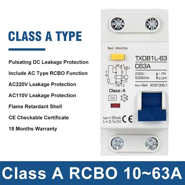 MCB RCCB RCD Tipo AAC RCBO DPNL Interruttore Corrente Residua 10A 220 ...