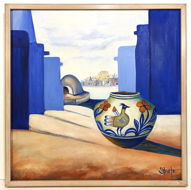 DOROTHY STRAIT 20TH c. Native American Cherokee Artist LANDSCAPE WITH ...