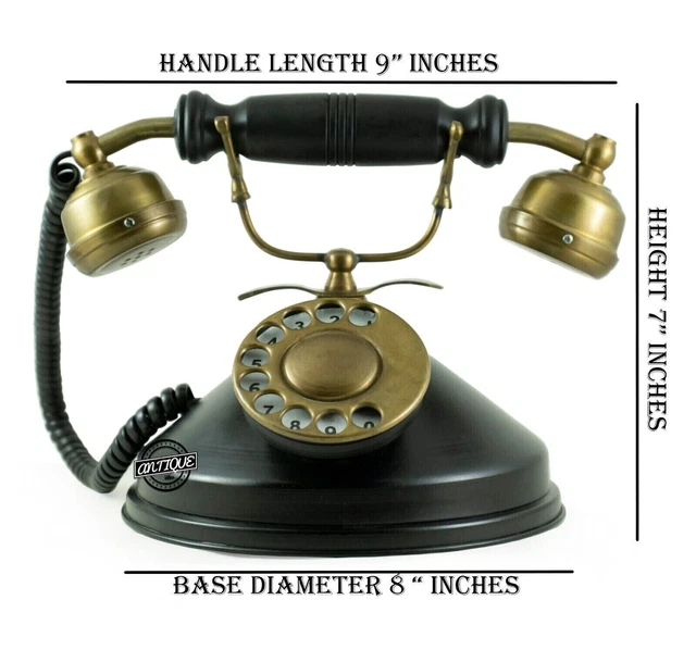 OLD DESIGNER BLACK & Gold Rotary Dial Vintage Desk Decor Gift Non ...
