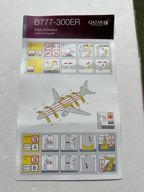 QATAR AIRWAYS BOEING B777-300ER Safety Card Version November 2021 V01 £ ...