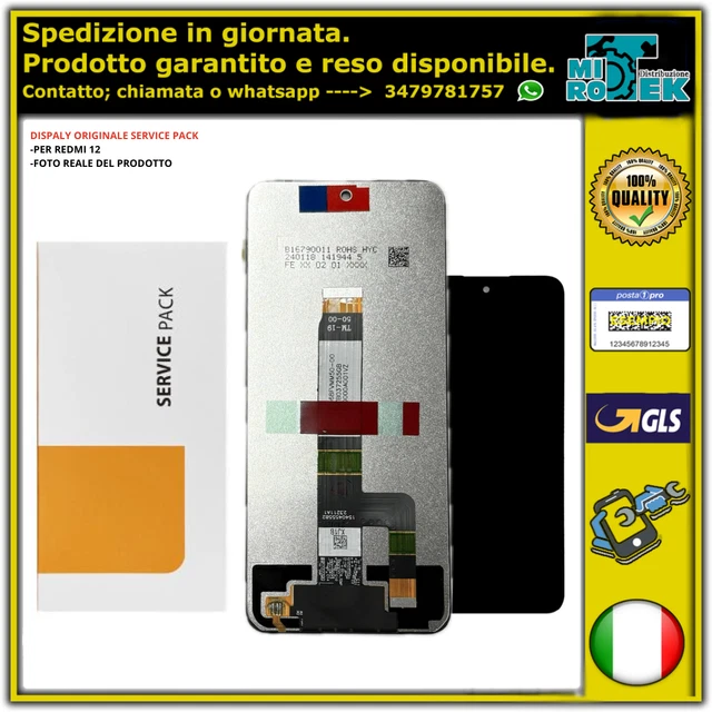 DISPLAY LCD ORIGINALE Service Pack Xiaomi Redmi 12 4G 5G 23053Rn02Y Touch Vetro EUR 27,99 ...