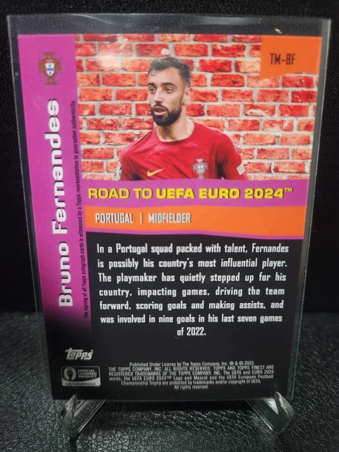 2023 TOPPS FINEST Euro 2024 BRUNO FERNANDES Autograph THE MAN card 110/ ...