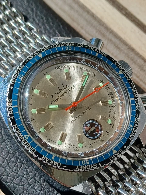 PERFECT RUHLA FLYBACK Diver Chronograph Vintage Ddr Gdr East Germany ...