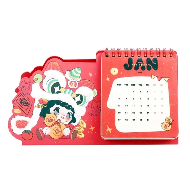 STANDIING DESKTOP CALENDAR 2025 Calendar Cartoon Dolls Calendar Pocket ...