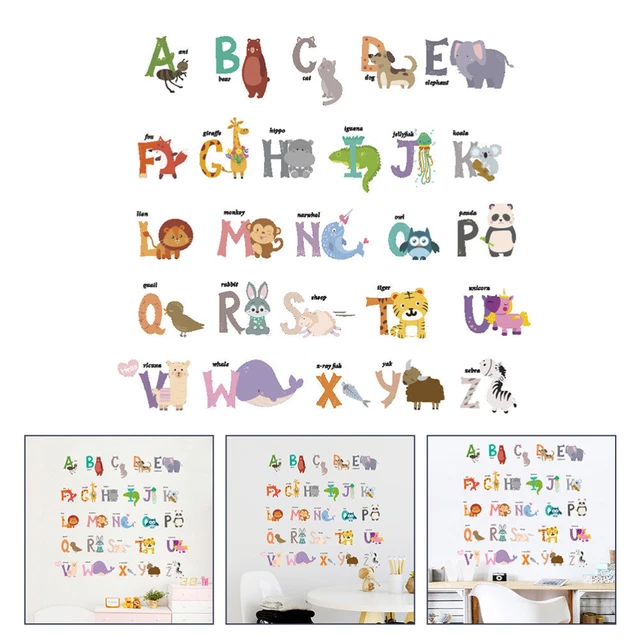 AUTOCOLLANTS DE BANDE Dessinée Abc Alphabet Décalcomanies Animal EUR 9 ...