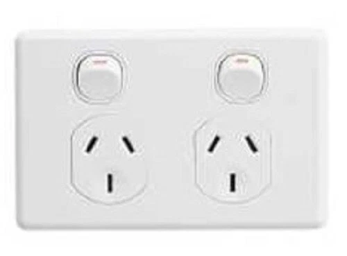 CLIPSAL C2000 TWIN SWITCHED SOCKET 1-Pole 10A 250V 3-Pin, Horizontal ...