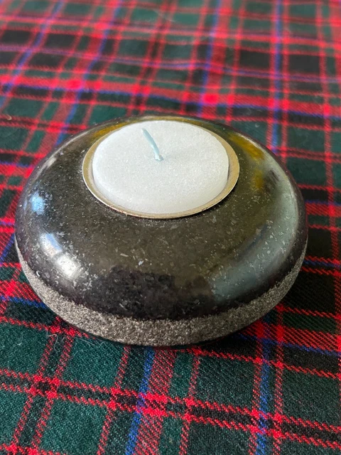 RARE BURNOCK WATER, Scots Granite, Mini Curling Stone Tealight holder 3 ...