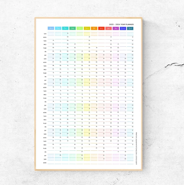 2023-2024 ACADEMIC MID Year Wall Chart Planner Calendar Home Office ...