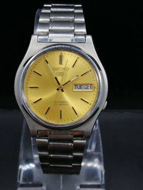 VINTAGE SEIKO 5 Automatic 7009 Gold Dial Day/Date Analog Men's wrist watch Japan £60.05 ...