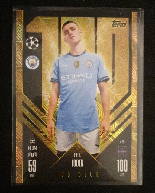 TOPPS MATCH ATTAX 2024/25 2025 Phil Foden Manchester City 100 Club Card ...