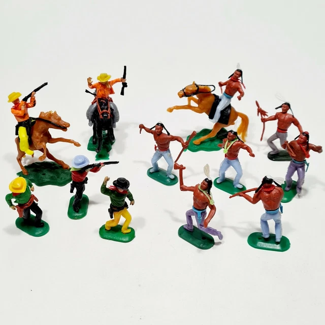 12X 2& STECKFIGUREN COWBOYS & INDIANER Western/Welo/Plasty/Timpo Toys ...