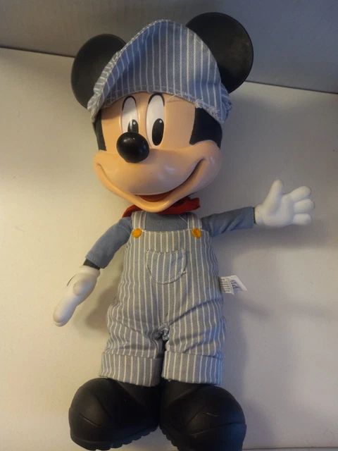 DISNEY STORE 12& Mickey Mouse Talking Train Conductor Plush Toy Pull ...