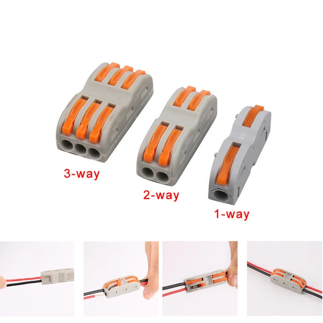 ELECTRICAL WIRE CABLE Connector Spring Lever Terminal Block Quick ...