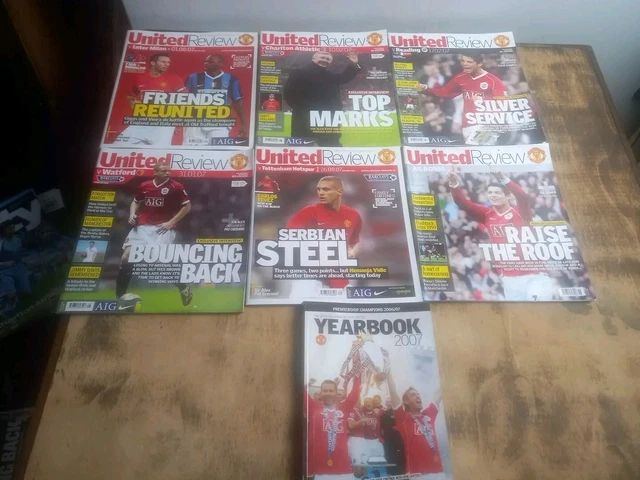 6 MANCHESTER UNITED Football Programmes. United Review 2007 Joblot And ...