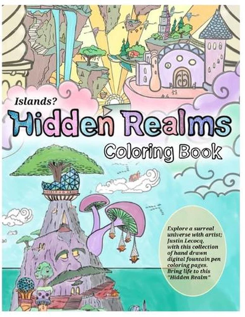 HIDDEN REALMS COLORING Book: Islands? by Justin Lecocq Paperback Book ...