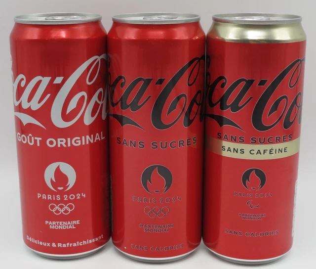 3 DIFFERENT COCA-COLA 330ml cans PARIS 2024 Olympic Games OLYMPIC FLAME ...