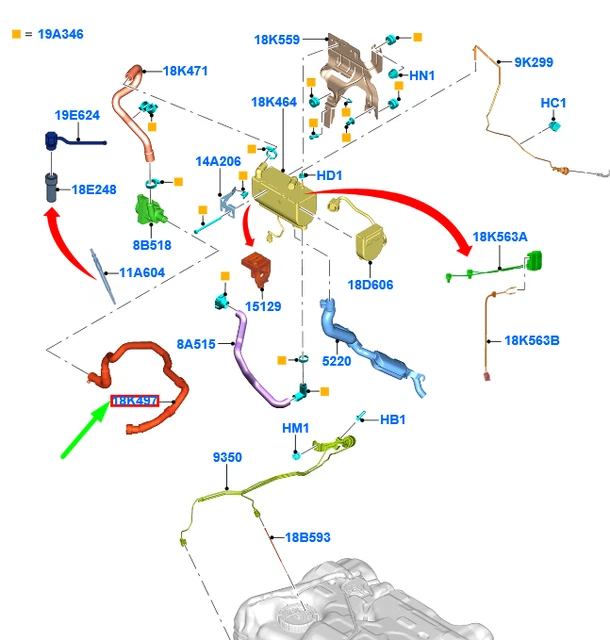 FORD KUGA MK2 C520 Fuel Fired Pre-Heater Outlet Hose 2012819 NEW ...