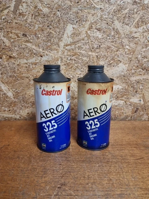 2 X VINTAGE Castrol Aviation Aero Jet Engine Oil Quart Can Tin Aircarft ...