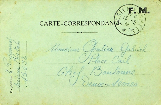 FRANCE 1940 WWII Field Post Card W/ Poste Aux Armees Cachet To Chef ...