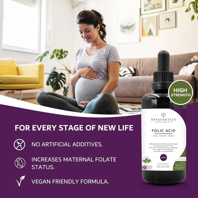 FOLIC ACID HIGH Strength Liquid Drops 100ml | 660 Servings £18.99 ...
