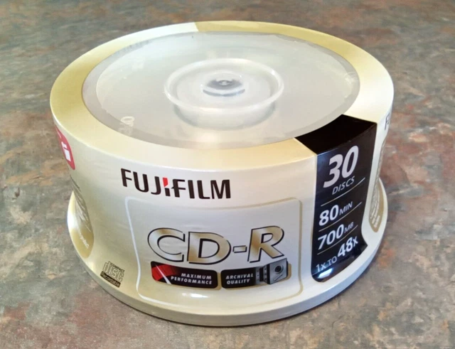 FUJIFILM CD-R 30 Pack - 80 Minute 700mb Blank Recordable Discs • NEW ...