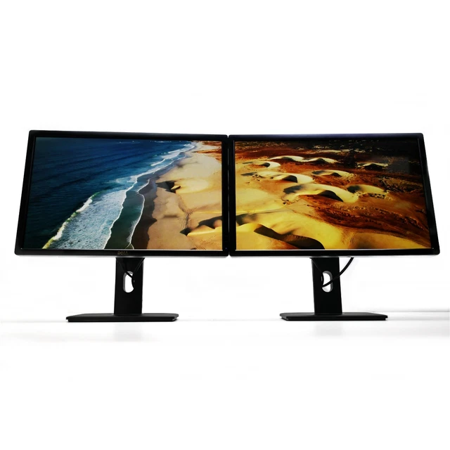 DUAL MONITOR BUNDLE Pair 2x24" 1920x1200 DELL U2412M IPS 16:10 WUXGA DP ...