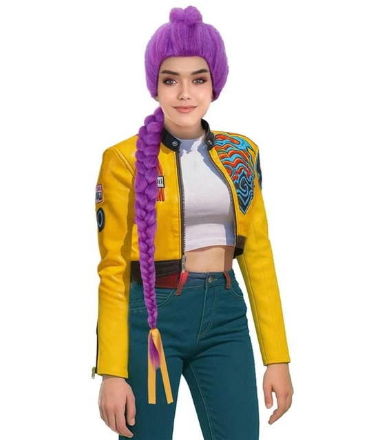 ADULT WOMEN’S K-POP Demon Hunters Wig with Long Purple Fantasy Braid £ ...