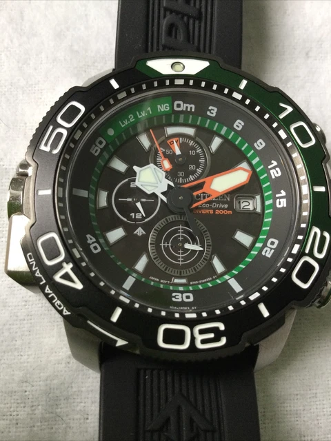 CITIZEN PROMASTER AQUALAND BJ2168-01E Eco-Drive Depth Marine Diver Full ...