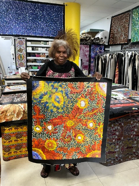 LYNETTE CORBY NUNGURRAYI Aboriginal Artist WILD FLOWER BUSH MEDICINE ...