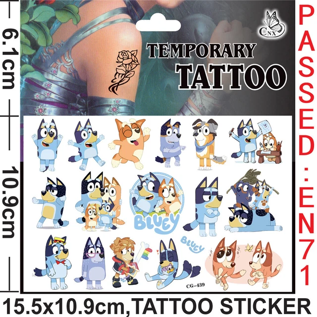 BLUEY KINDER TATTOO Set Temporäre Tattoos Kindergeburtstag Geschenk EUR ...