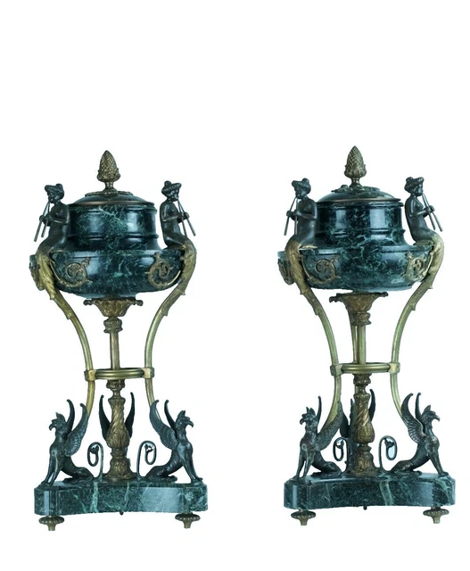 PHILIPPE THOMIRE Cassolettes Vase Antique Bronze Marbre Femme Aulos ...