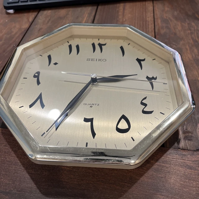 VINTAGE SEIKO OCTAGON Quartz Wall Clock Arabic Number Japan QRF118HM ...