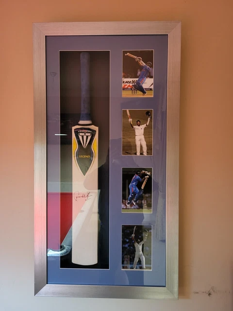 RARE SACHIN TENDULKAR India signed Cricket Bat framed with Photos £ ...