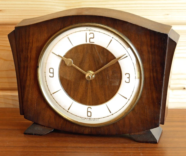 VINTAGE 25CM BENTIMA Mantel Clock - 70s Retro Wooden Mid Century Desk ...