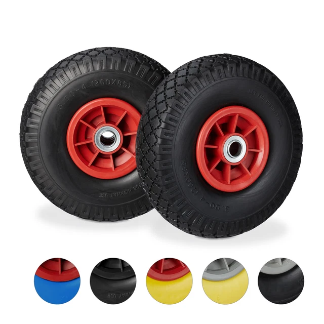 ROUE DE DIABLE Set de 2 roue de brouette, roue complète, 3.00-4 noir ...
