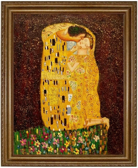 ÖLBILD, DER KUSS, Gustav Klimt, Ölgemälde HANDGEMALT, Gemälde 50x60cm EUR 160,00 - PicClick DE