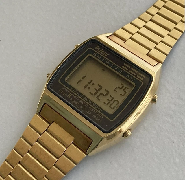 PULSAR WATCH SEIKO Quartz Movement Model Y789-5329 Gold Tone 1980s New ...