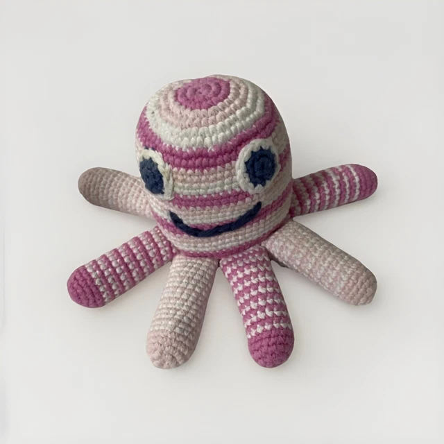 PEBBLE OCTOPUS KNITTED Baby Rattle Toy Handmade Soft £6.95 - PicClick UK