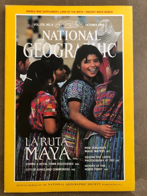 NATIONAL GEOGRAPHIC MAGAZINE October 1989 With Map of Ancient Maya ...