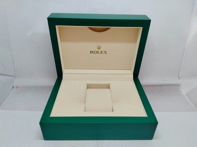VINTAGE ORIGINE ROLEX coffret montre bois vague cuir blanc vert ...